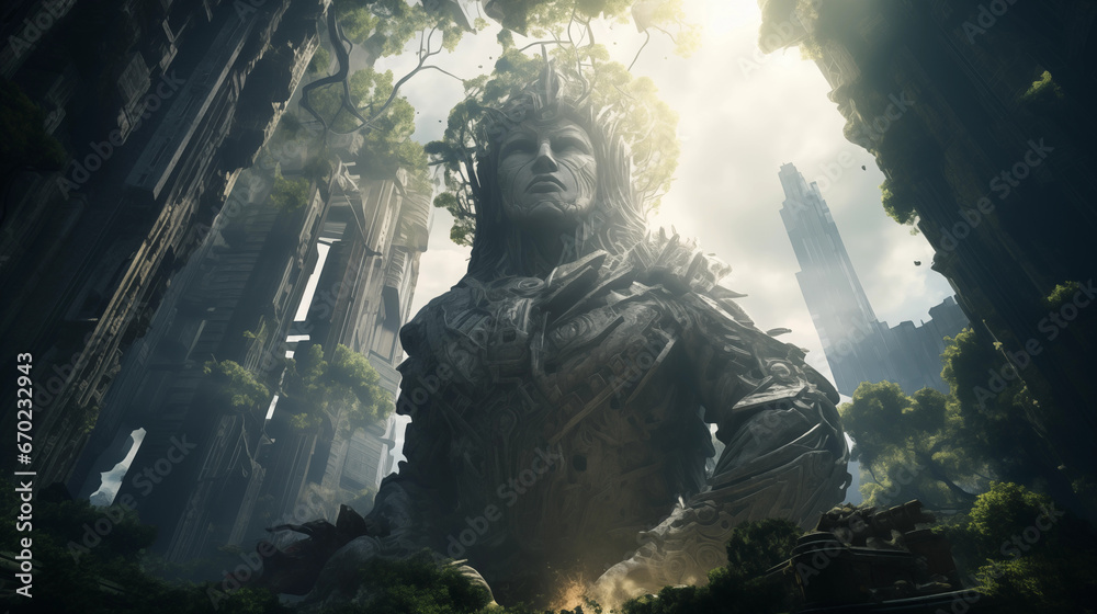 Colosse sacré : Monument colossal au cœur de la nature, hommage à la ...