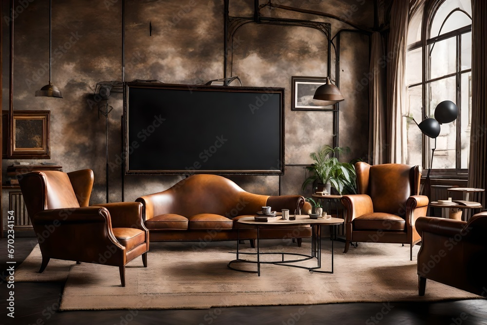 A detailed portrayal of a Canvas Frame for a mockup in an old styled TV ...