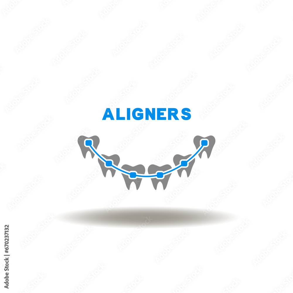 Vector illustration of teeth alignment. Symbol of orthodontics. Icon of ...