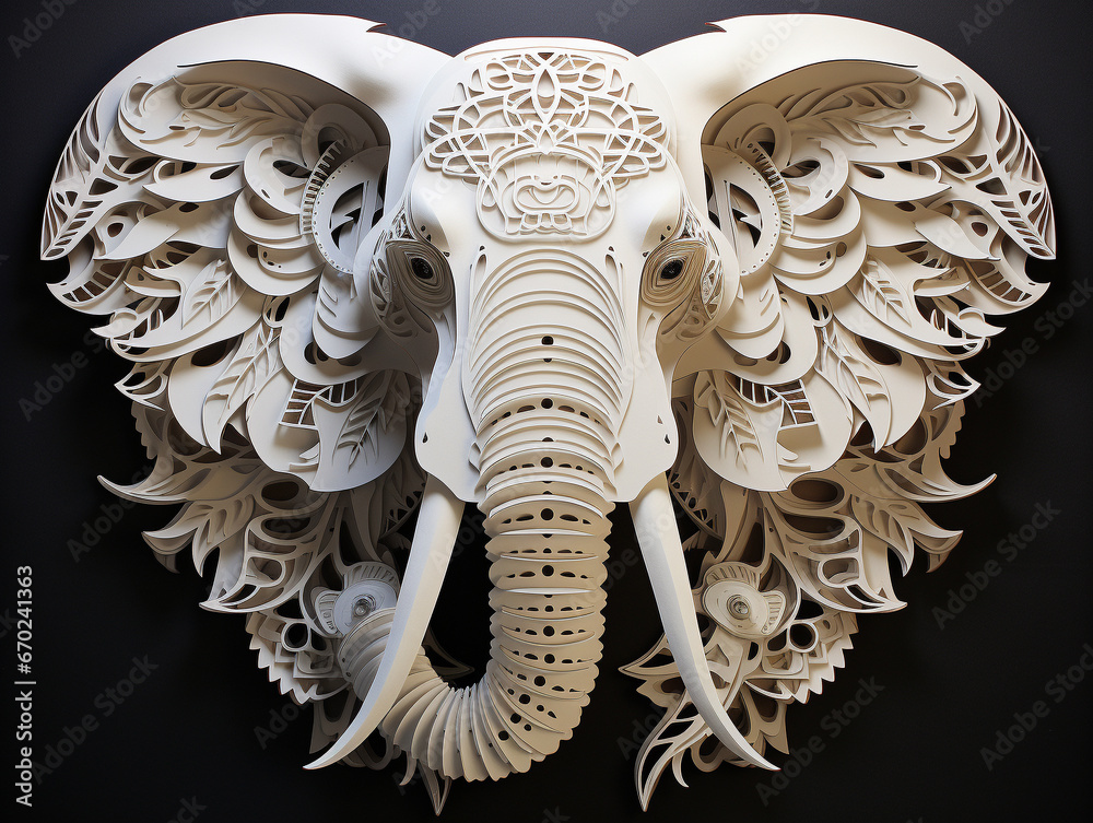 Cut Paper Art of an Elephant Stock Illustration | Adobe Stock
