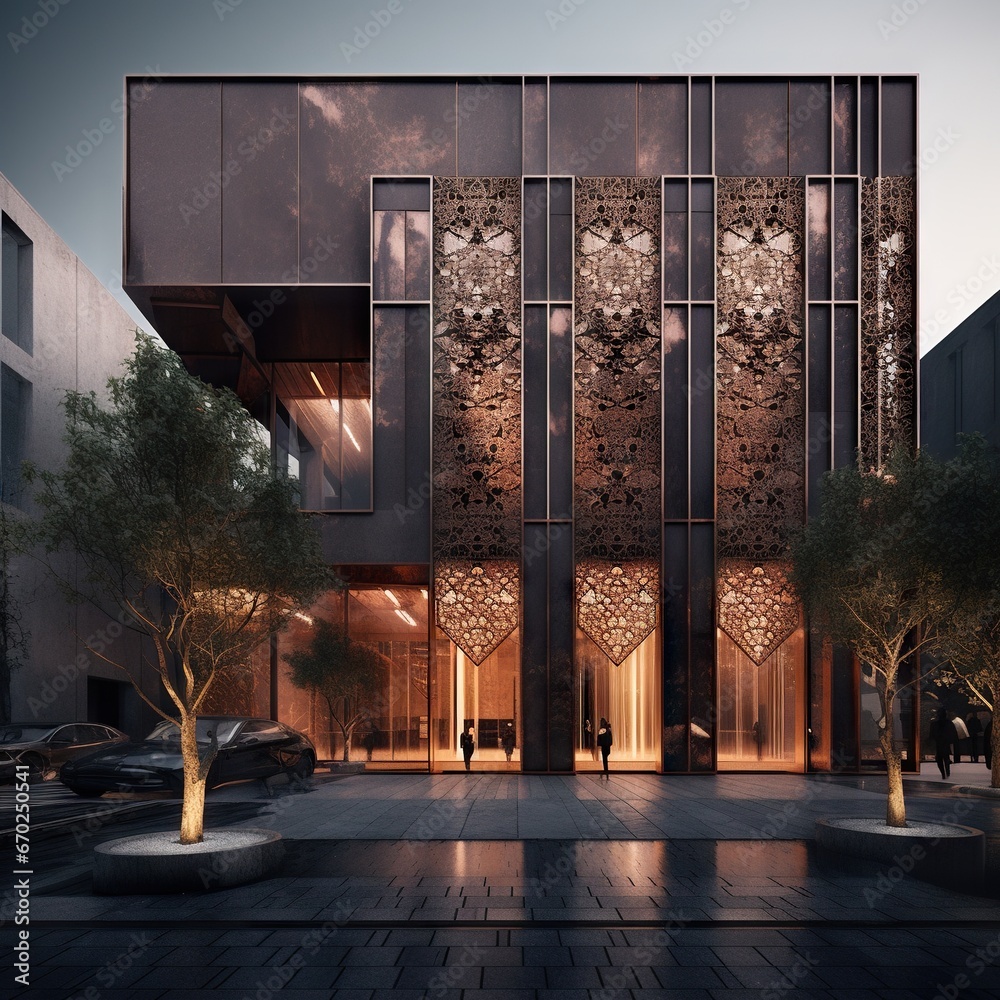 architectural green copper towers with parametric design Stock Photo ...