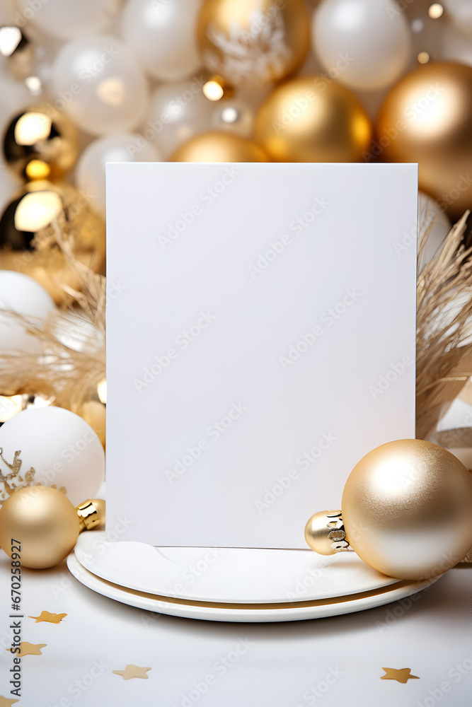 carte d'invitation vierge pour une fête du nouvel an avec décoration ...