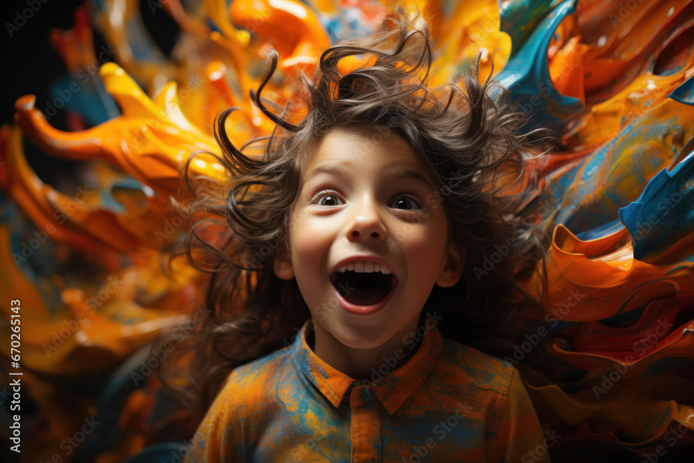 A child's art piece with chaotic lines and colors, illustrating the ...