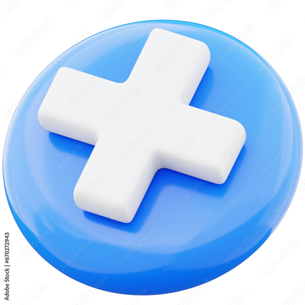 Plus sign cross symbol 3d illustration on transparent background Stock ...