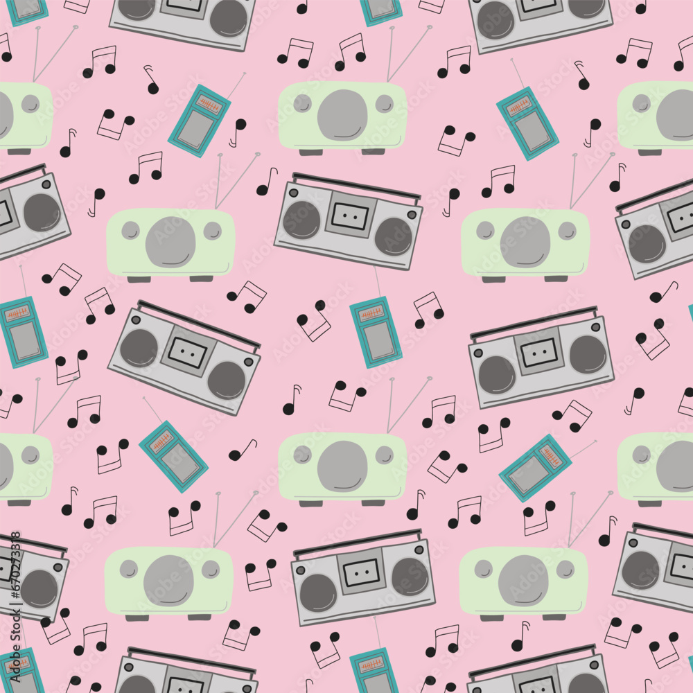 This Vector Repeat Seamless Pattern Design Features Musical Notes and ...