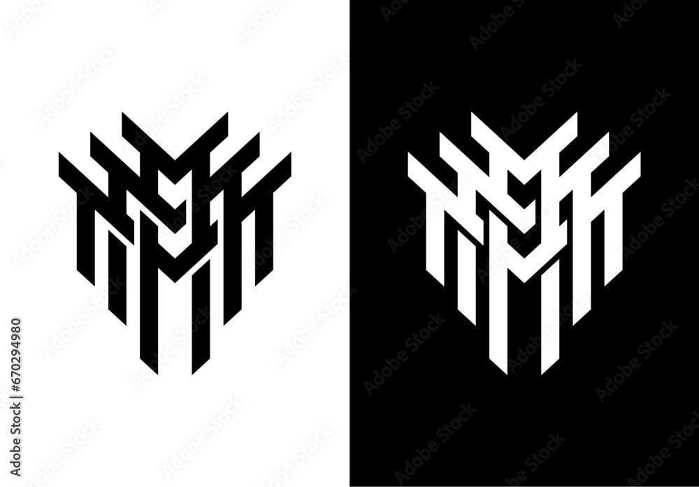 Monogram Initial Letter MMM Logo Design Stock Vector | Adobe Stock
