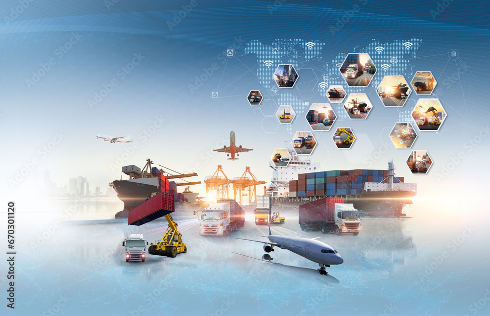 Global business logistics import export of containers cargo freight ...