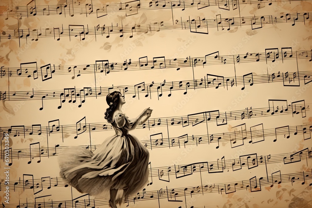 ภาพประกอบสต็อก music sheet vintage antique background bass classic ...