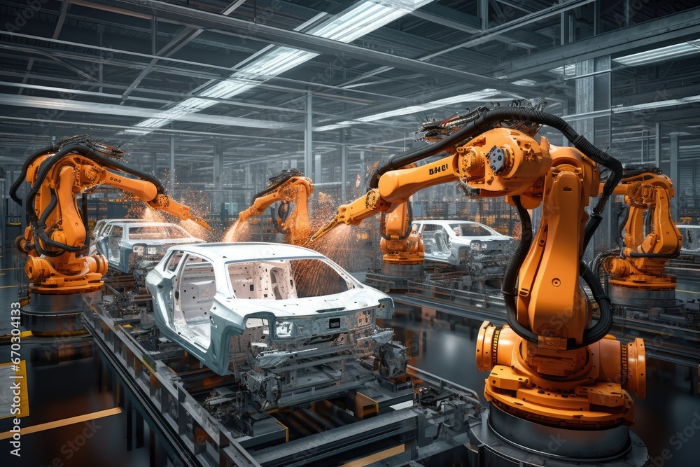 factory car line assembly robot automobile industry manufacture robotic ...