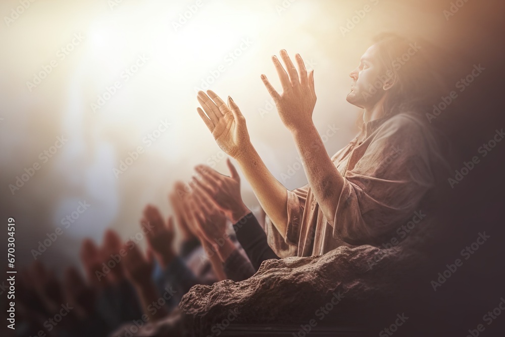 m hand raised worship christian focus soft background bible celebrate ...