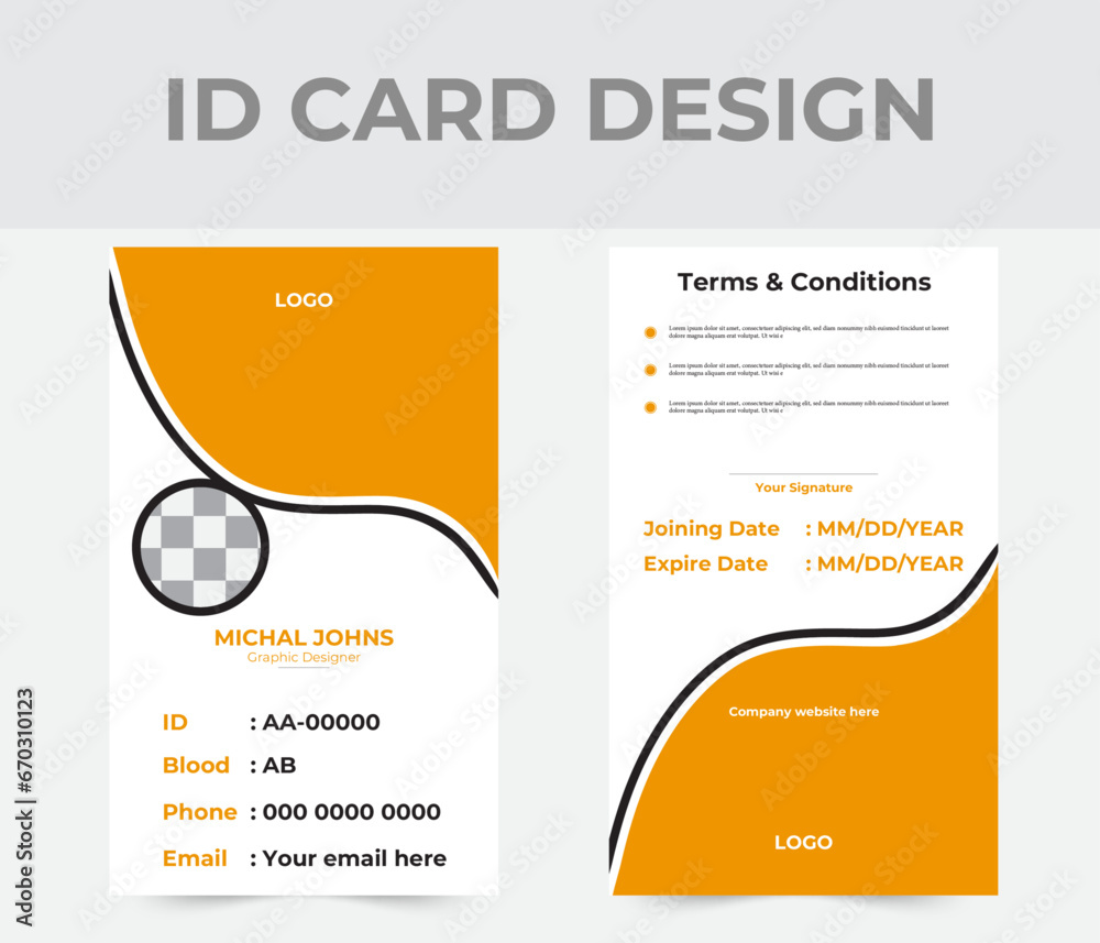 Vecteur Stock ID Card Template | Office Id card | Employee Id card for ...