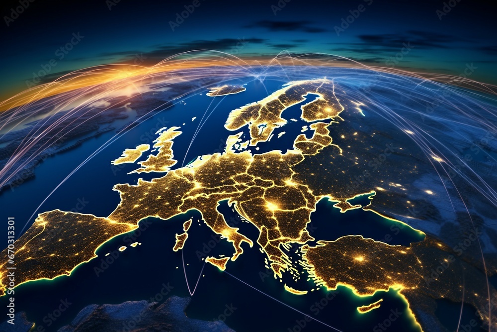 europe routes air main earth planet globe orb route transport ...