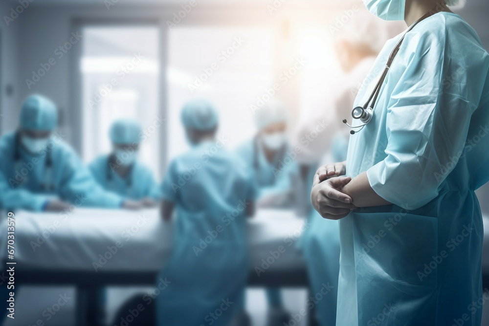 medical doctor er team surgeon anesthetist clinic room background ...