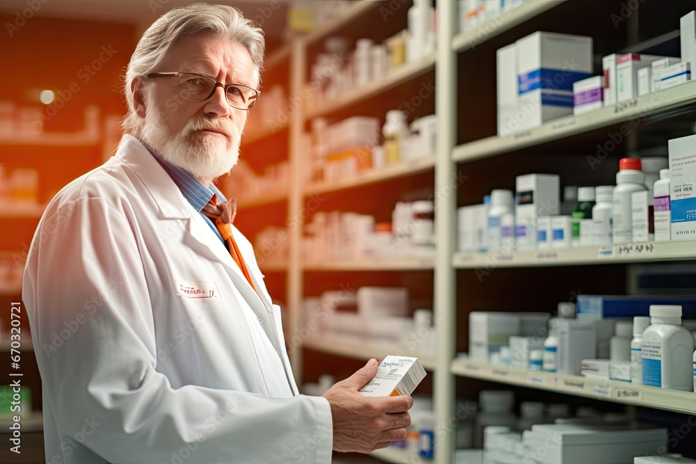 drugstore pharmacy box medicine holding pharmacist woman antibiotic arm ...