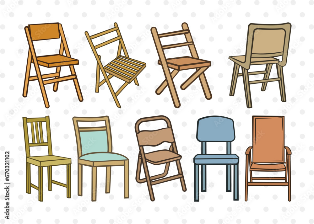 Chairs Clipart SVG Cut File, Desk Chair Svg, Wooden Chair Svg, Dining ...