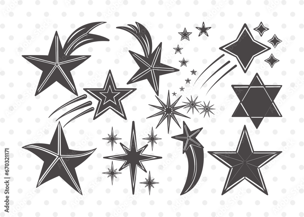 Stars Clipart SVG Cut File | Glowing Stars Svg | Shooting Stars Svg ...