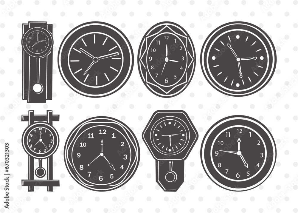 Vecteur Stock Clock Clipart SVG Cut File, Clock Face Svg, Watch Face ...