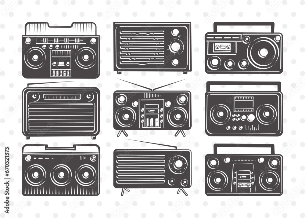 Vetor de Sound Box Clipart SVG Cut File | Speakers Svg | Speaker Box ...