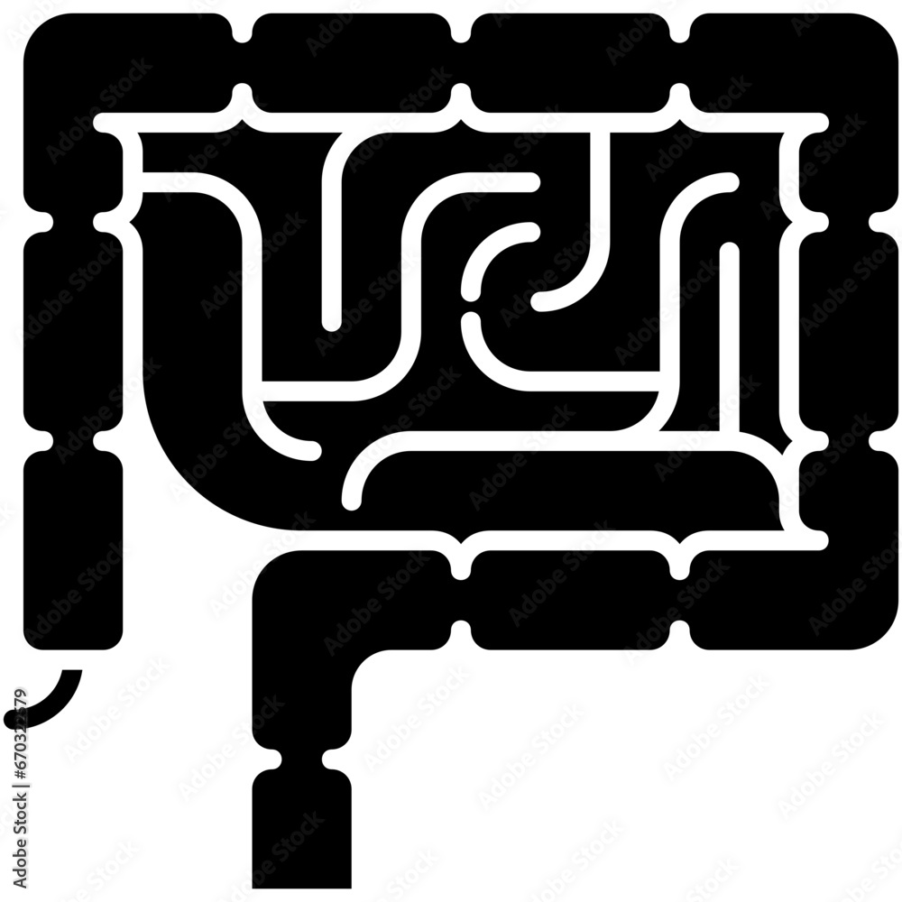 Intestine Icon. Bowel Human Stomach Symbol Stock Illustration. Vector ...