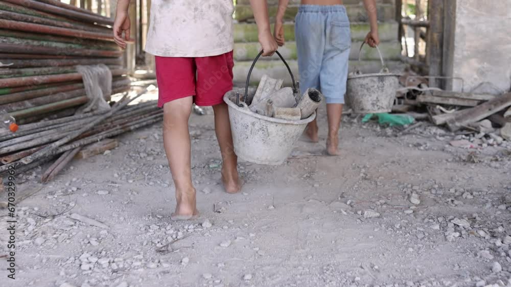 Poor children forced to do construction work, child labor, abuse To the ...