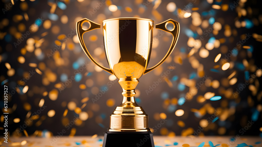 Winner trophy with blurred background, first place winners trophy with ...