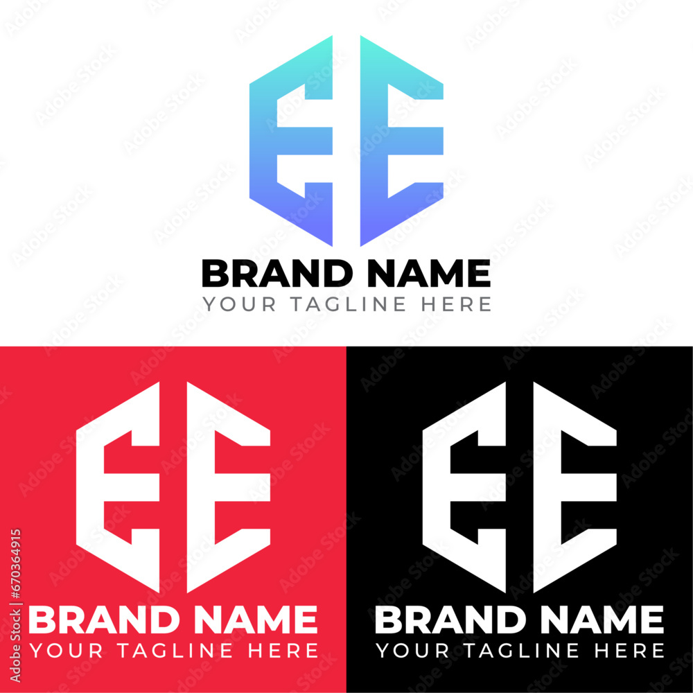 E E Double Letters Polygon Logo, Two letters E E logo design ...