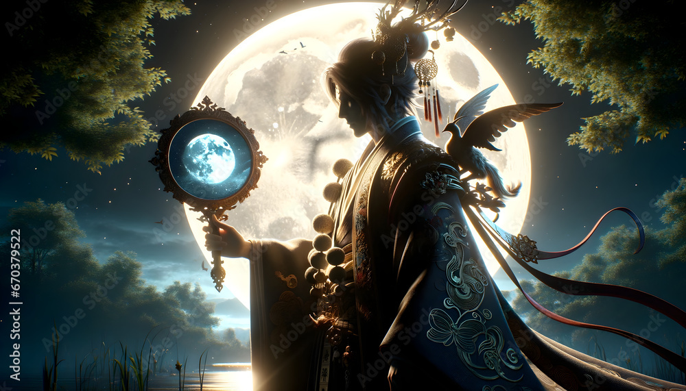 breathtaking Tsukuyomi at midnight, Tsukuyomi, the brother of the sun ...