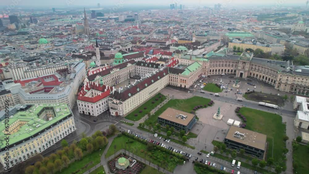 Vienna, Austria. Hofburg Palace. Drone flight over the city of Vienna ...