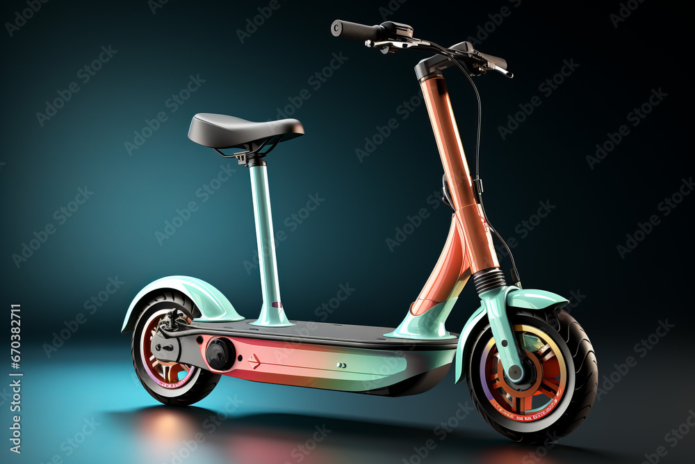 Conceptual electric kick scooter design with a soft, pastel color ...