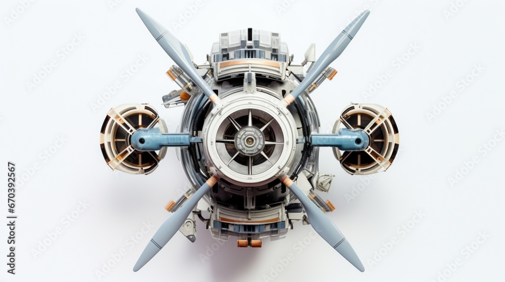 A bird's eye view of a helicopter, highlighting its unique top design ...