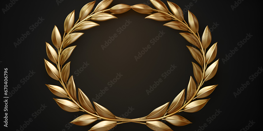 Gold laurel or wheat wreath icon, symbol of victory, achievement and ...