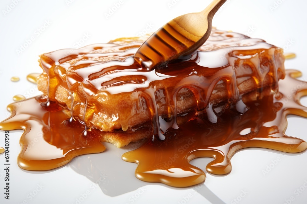 Stick ice cream melting into a puddle of gooey caramel sauce ...