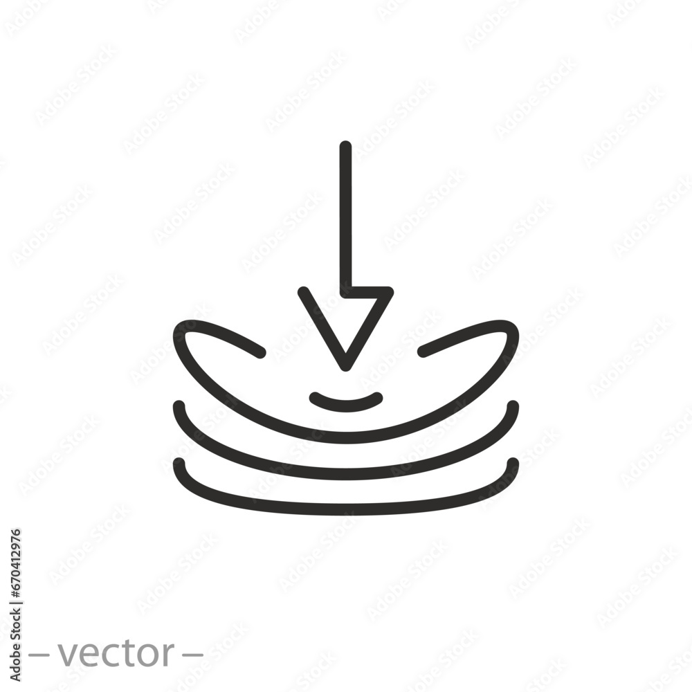 icon of pressure to squeeze layers, compress surface, press down ...