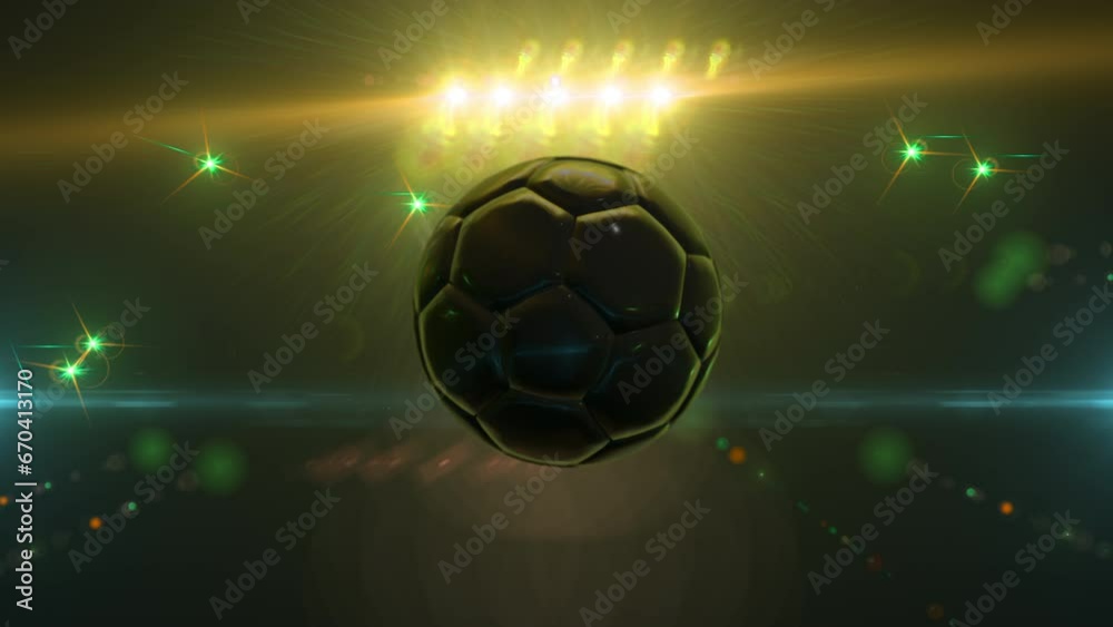 3D Soccer Football black rotating, Stadium lights - soccer football ...