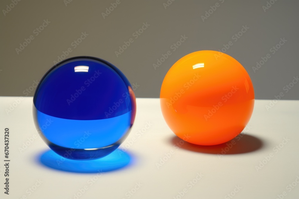 complimentary colored objects, like a blue ball and orange ball ...