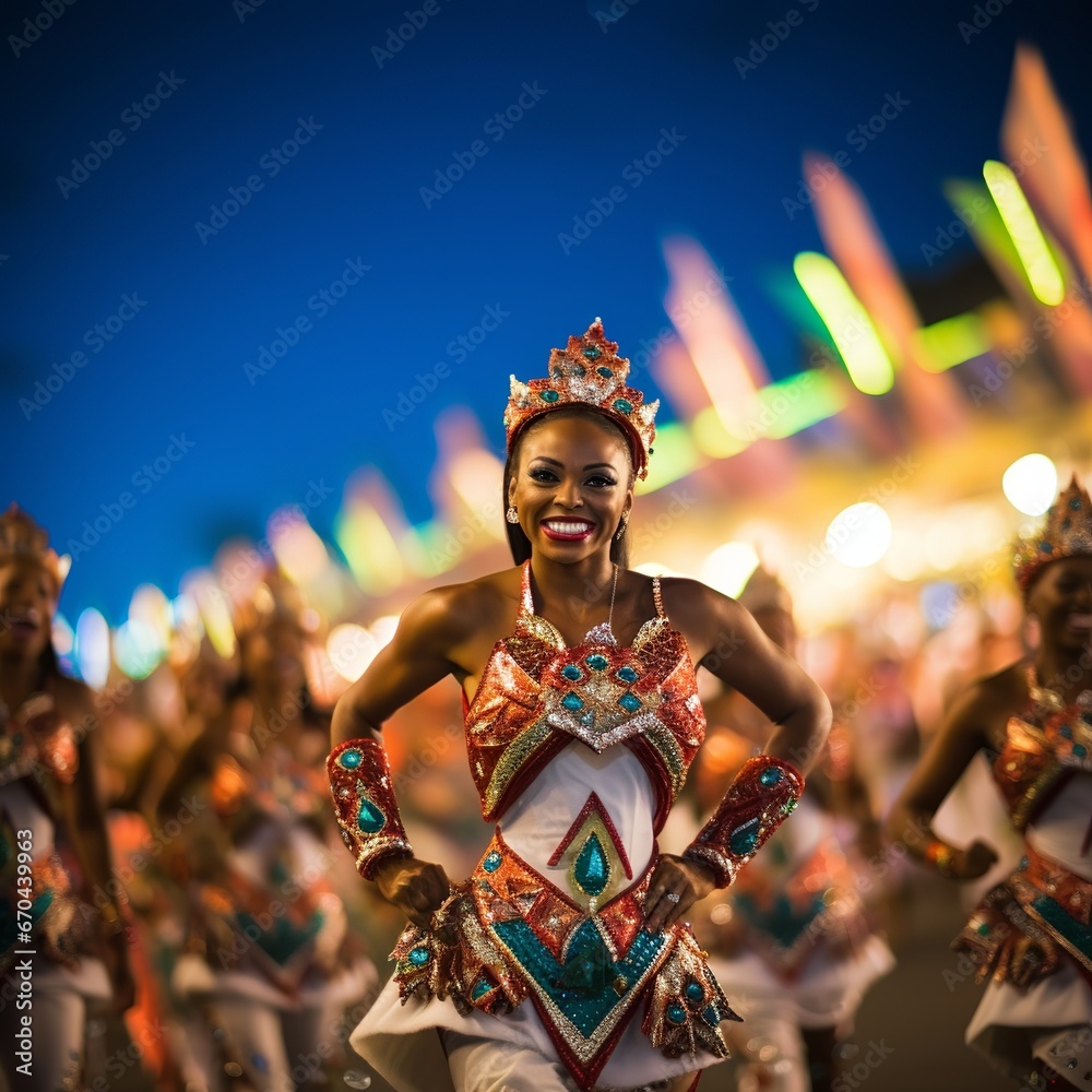 illustration of Samba School parade in Sambodromo Beija Flor School ...