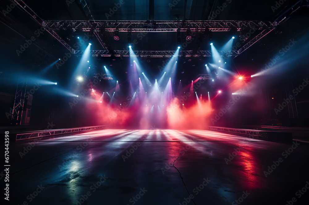 Vibrant Retro Disco Dance Floor An Empty Night Club Stage Alight with ...