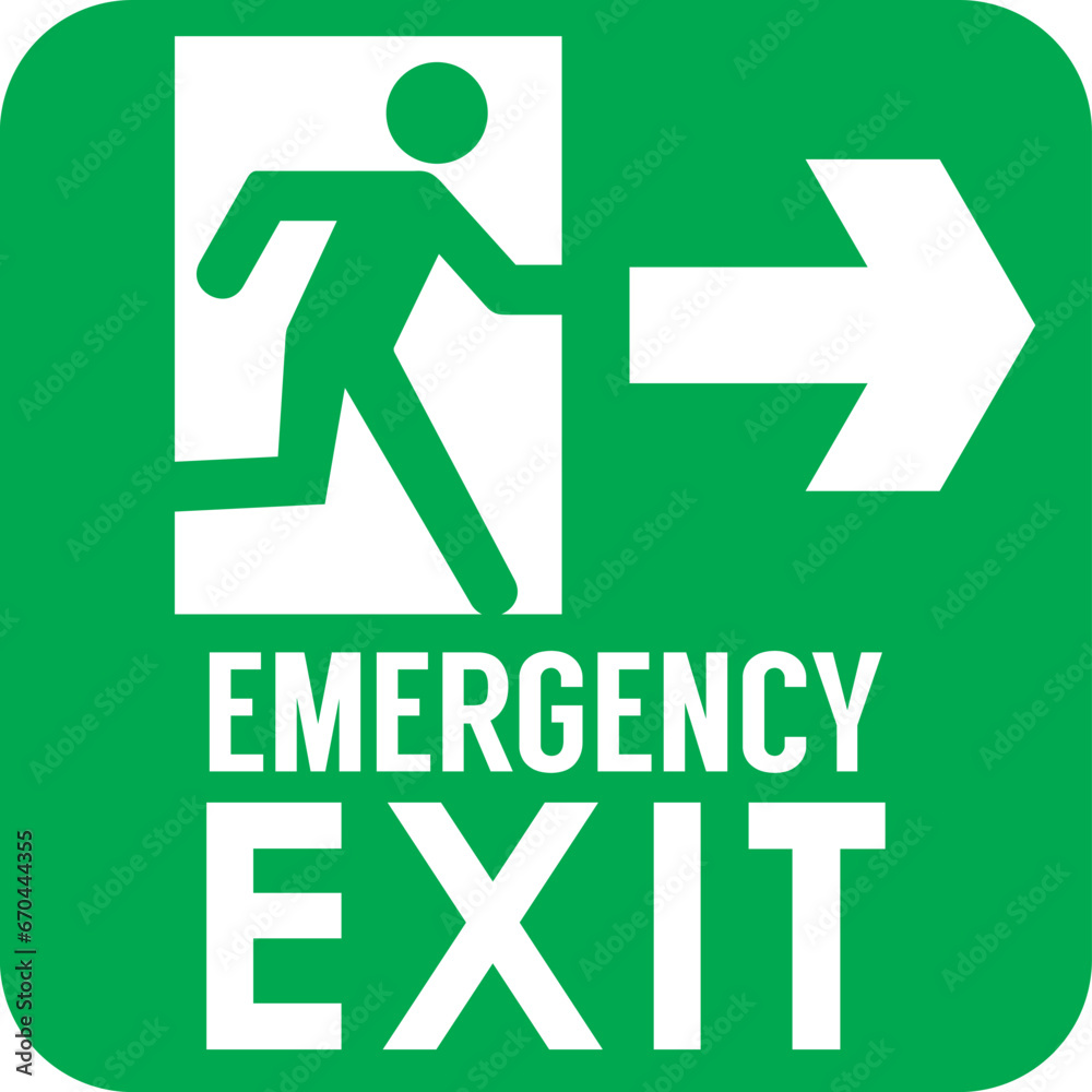 emergency exit door signage, vector illustration. template ready to ...