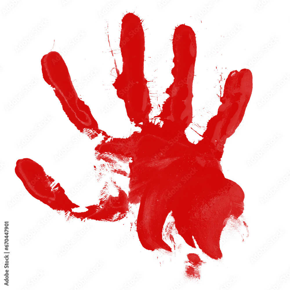 Bloody hand print isolated on transparent background. Royalty high ...