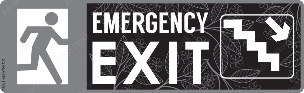 emergency exit door signage, vector illustration. template ready to ...