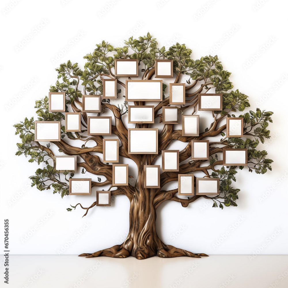 Family symbol, family tree with photo frames, genetic tree with photo ...