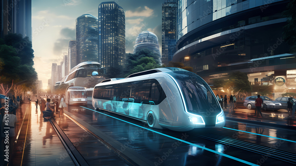 Futuristic City Advanced Transportation Realistic Illustration. Smart ...