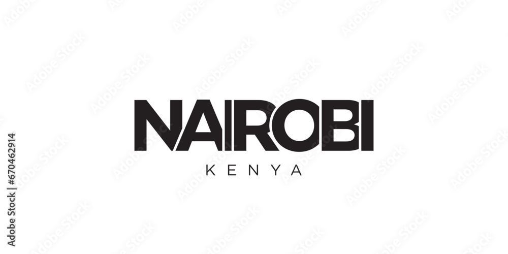 Nairobi in the Kenya emblem. The design features a geometric style ...