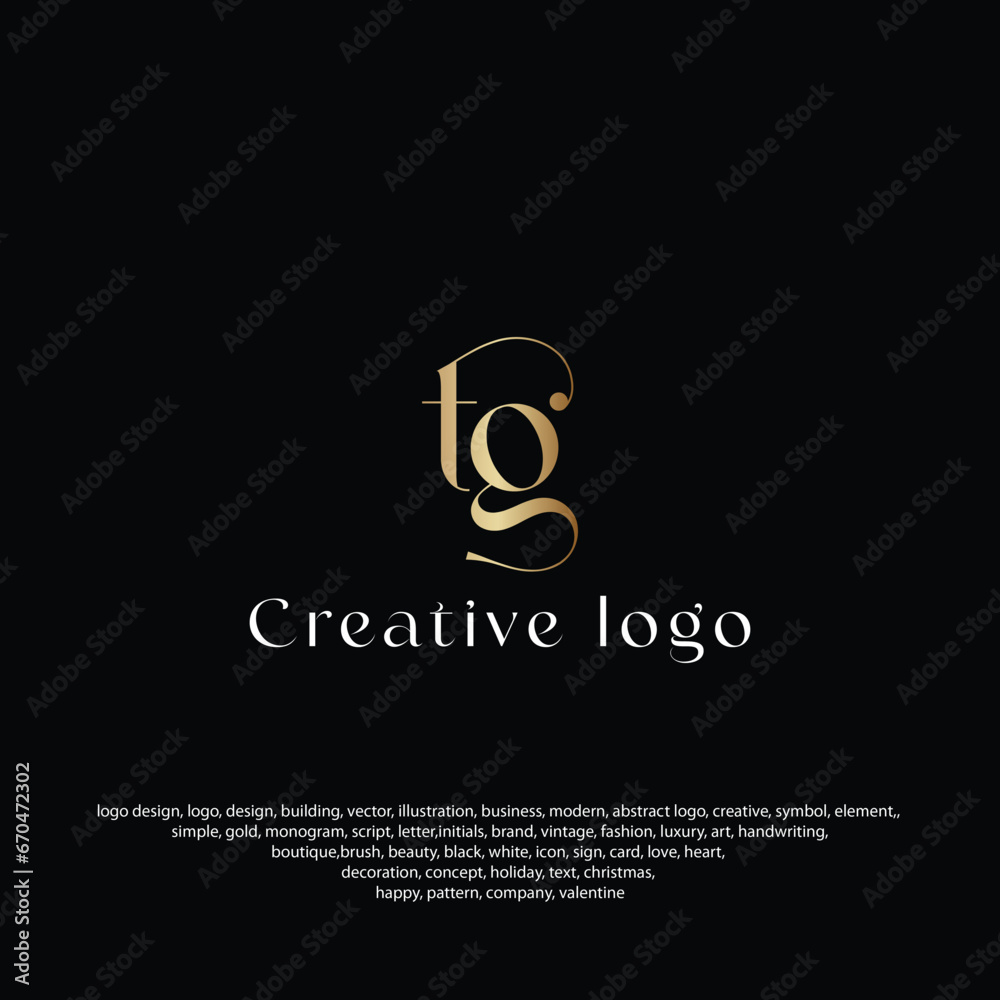TG luxury logo or GT logo, TG icon, GT logo, modern logo, golden ...