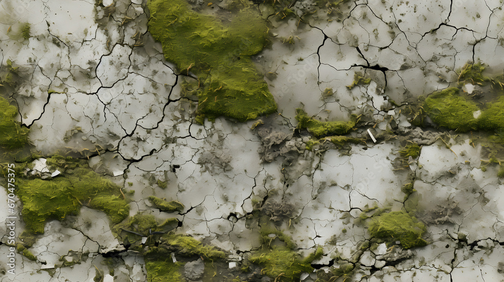 Seamless cracked concrete with mossy textures Stock Illustration ...