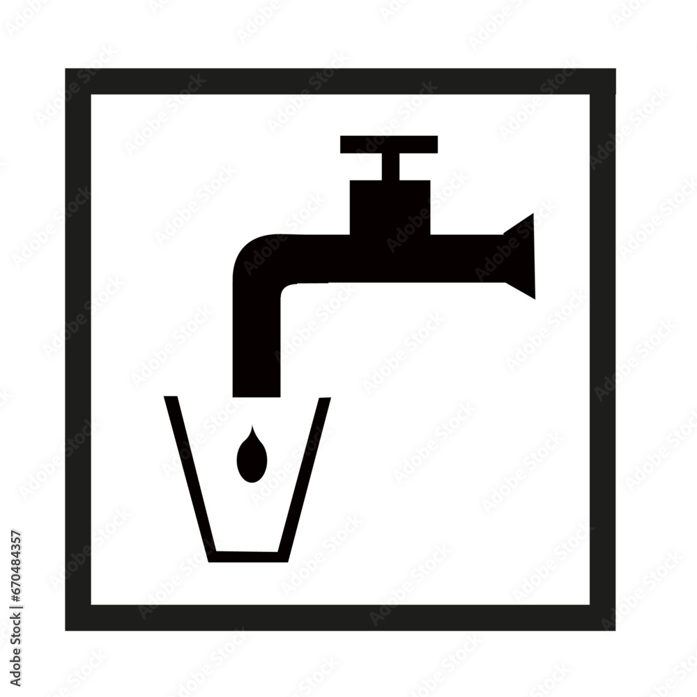 Panneau en forme d'idéogramme indiquant un point d'eau potable vector ...