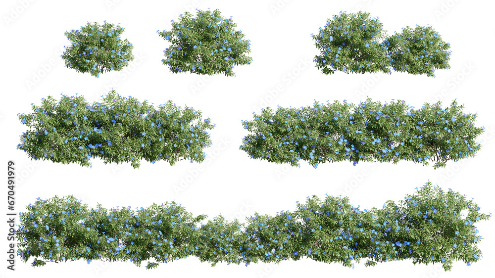 set of shrubs, 3D rendering with transparent background, for ...