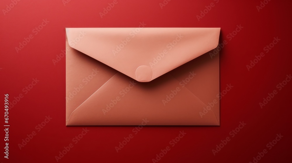 Pink envelope on red background Send a simple and modern message with ...