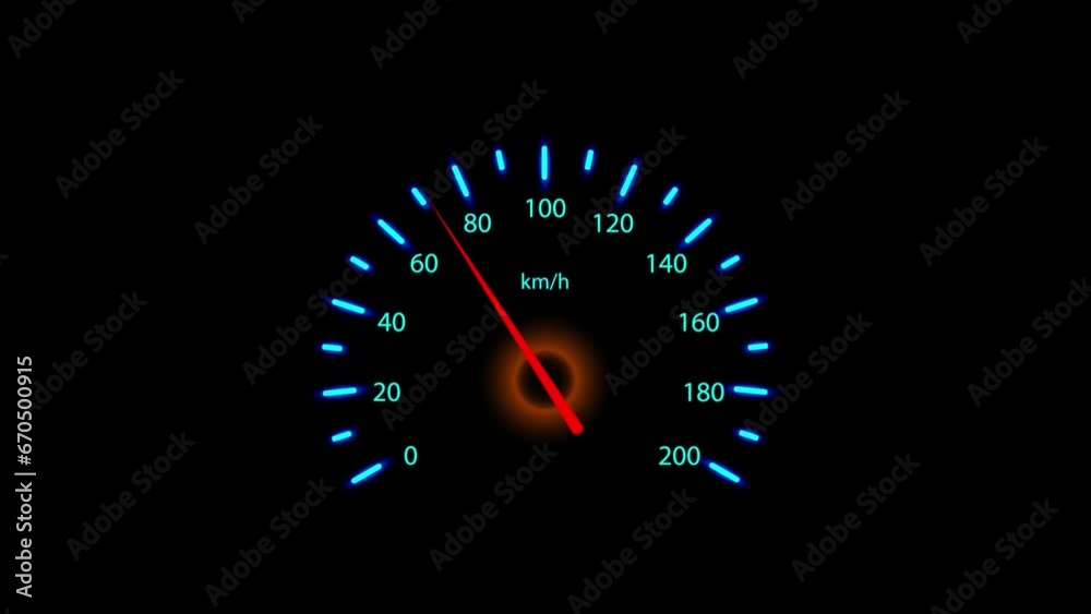Vidéo Stock Neon analog race car speedometer animation with black ...