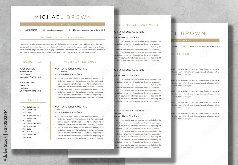 Clean Resume Cv Template Layout Stock Template | Adobe Stock